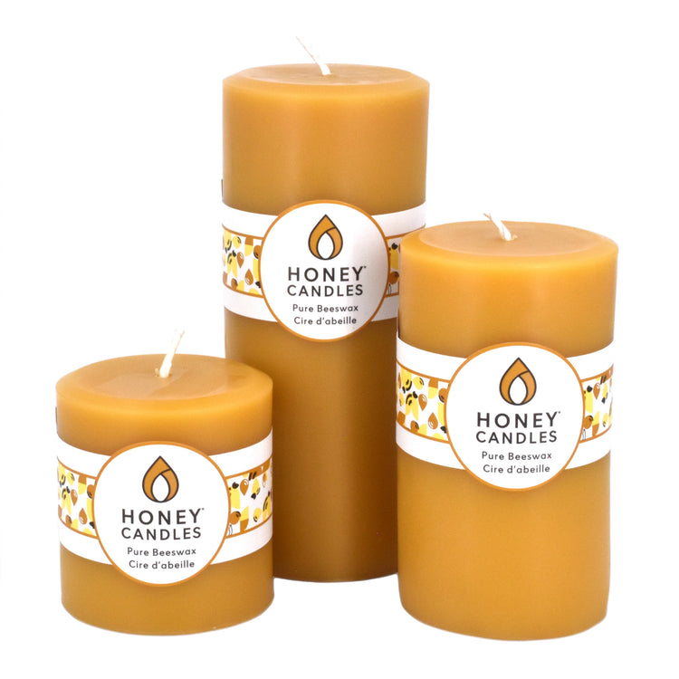 Small Round Natural Beeswax Pillar Candle – Honey Candles USA