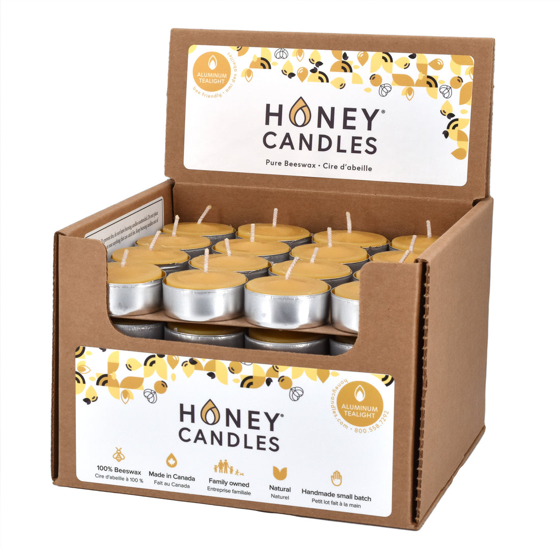 Natural Beeswax Tealight Candle - Aluminum Cup – Honey Candles USA