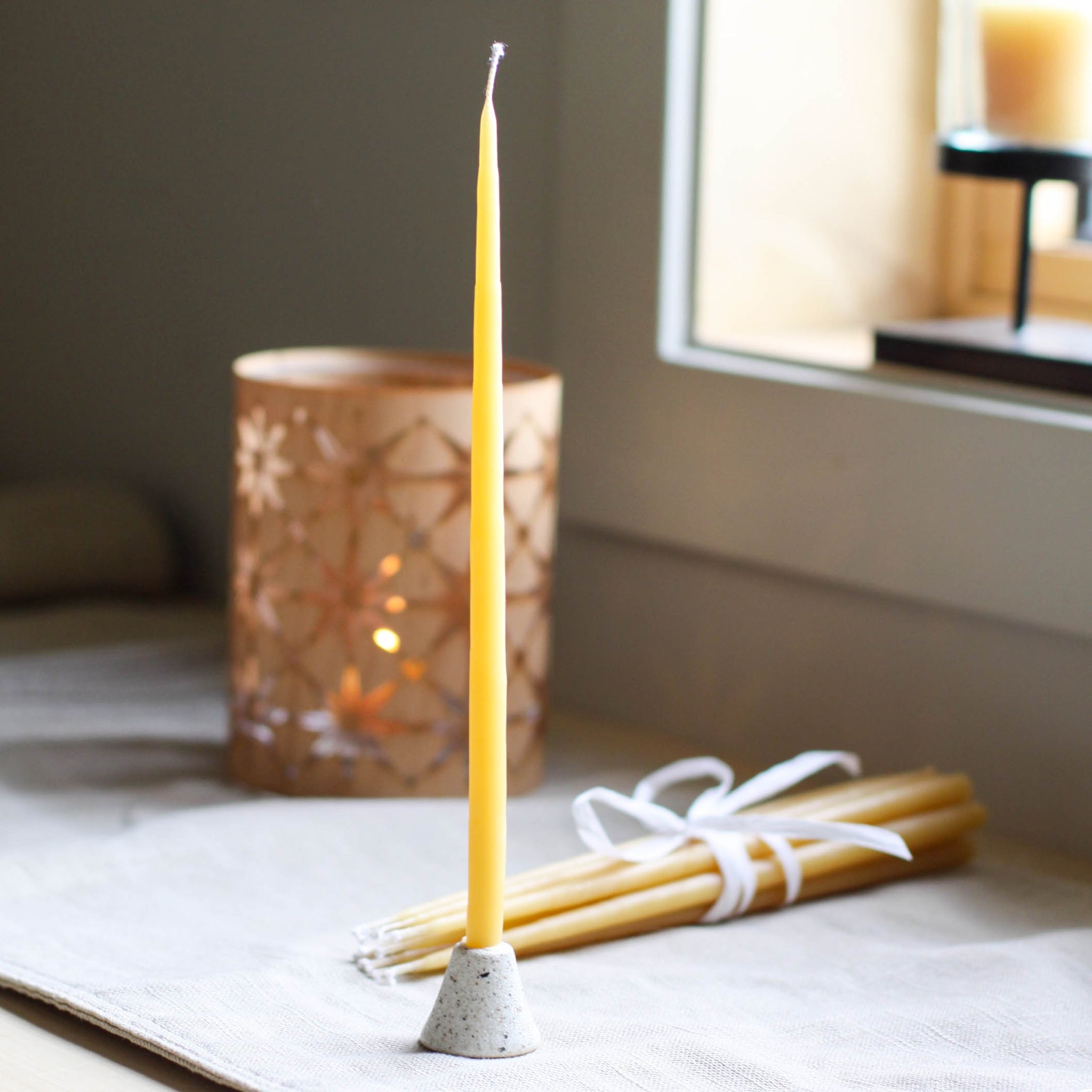 10 Pack of 8 Inch Natural Beeswax Thin Tapers – Honey Candles USA