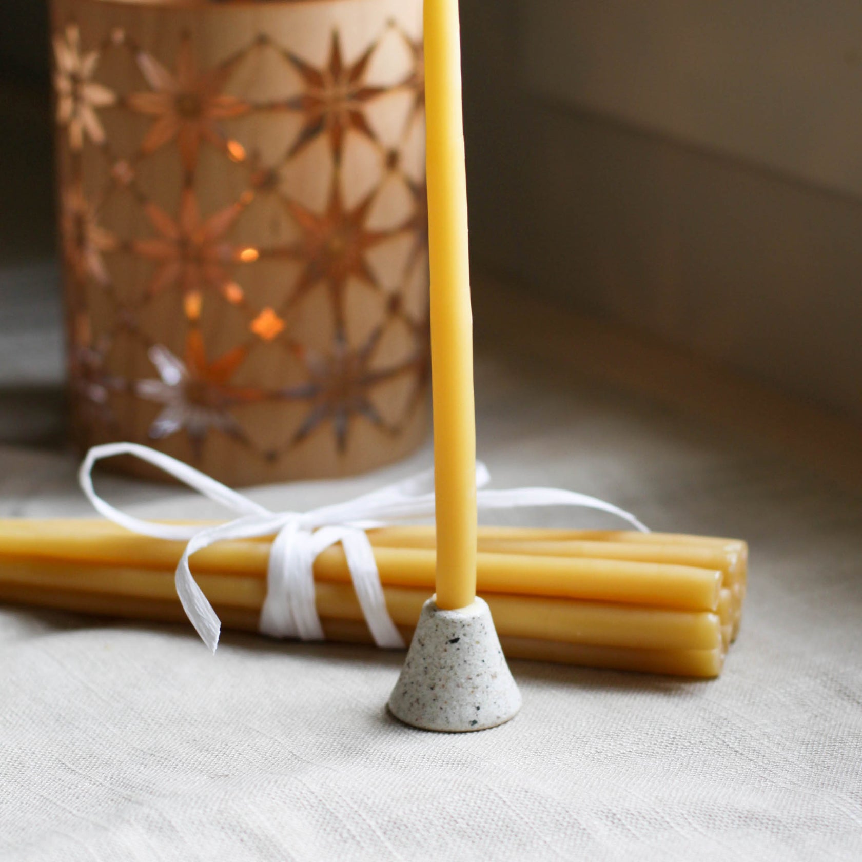 10 Pack of 8 Inch Natural Beeswax Thin Tapers – Honey Candles USA